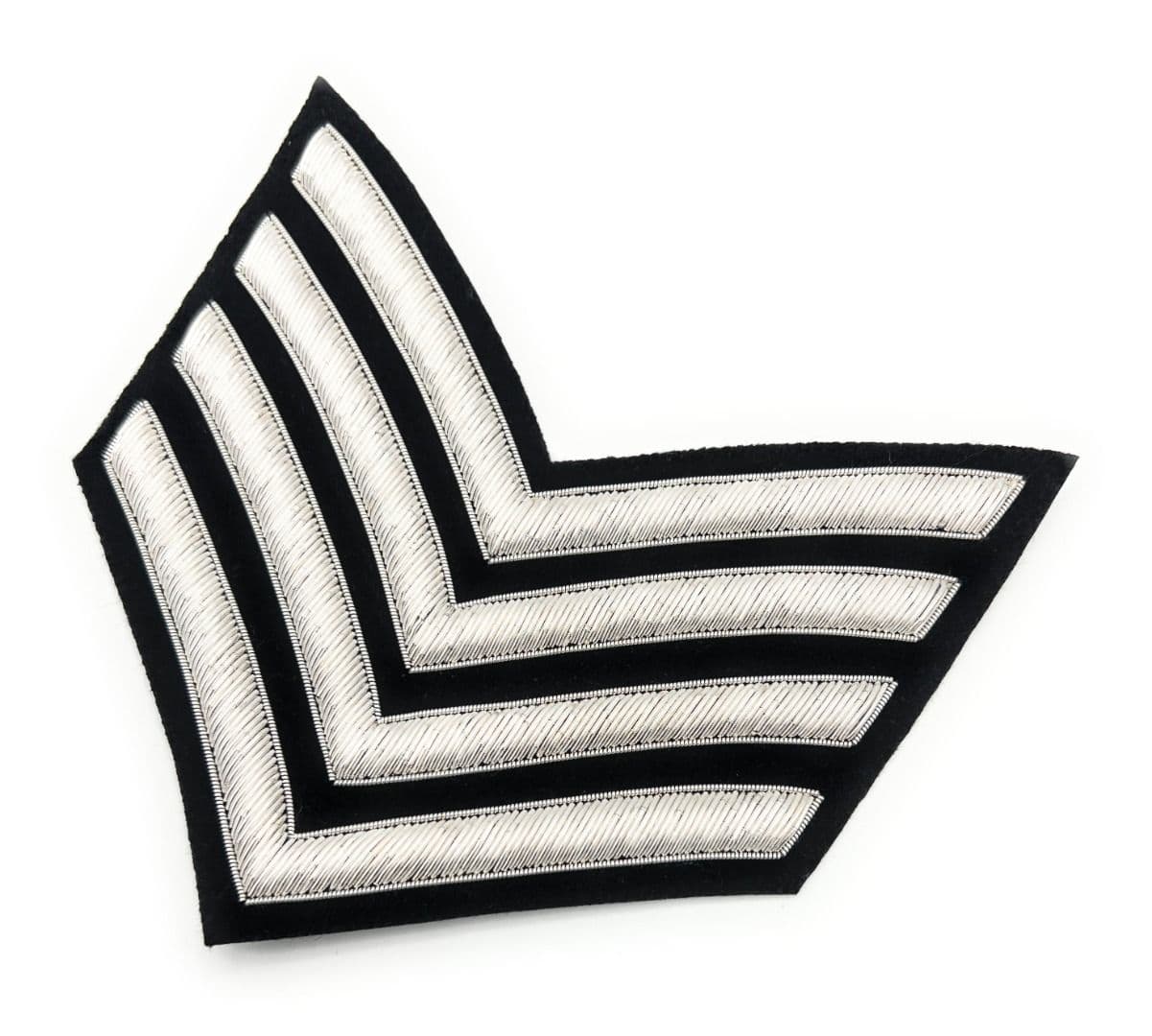 Chevrons Major Stripes Silver Bullion On Black 4 Bars 150mm Wide R1222