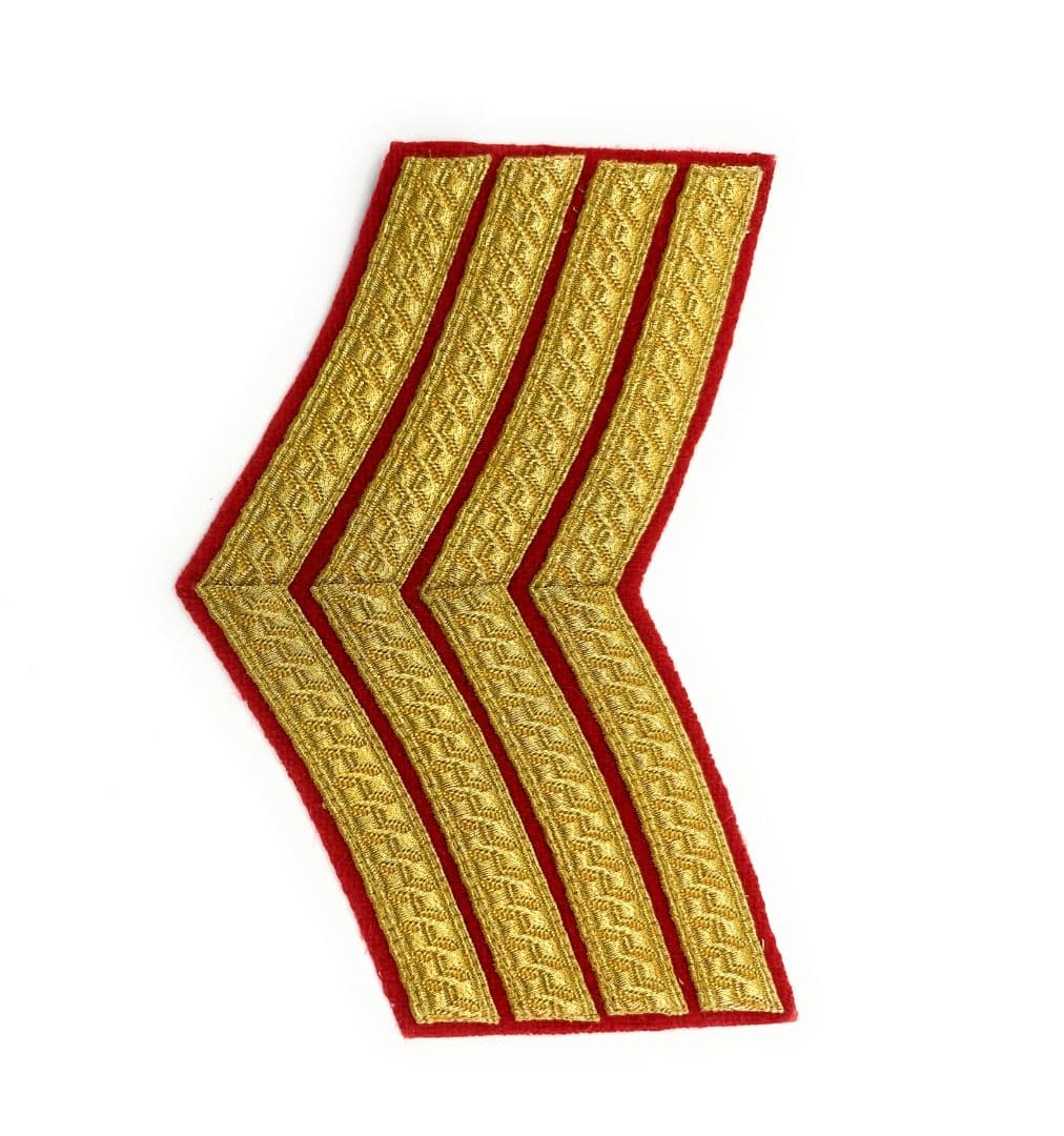 CHEVRONS STRIPES GOLD RED 4 BARS 150mm WIDE R528