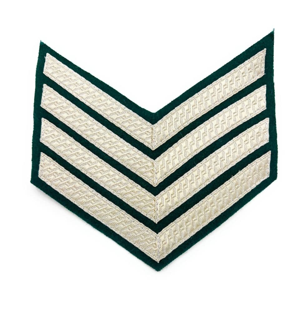 CHEVRONS STRIPES SILVER Bottle Green 4 BARS 150mm WIDE