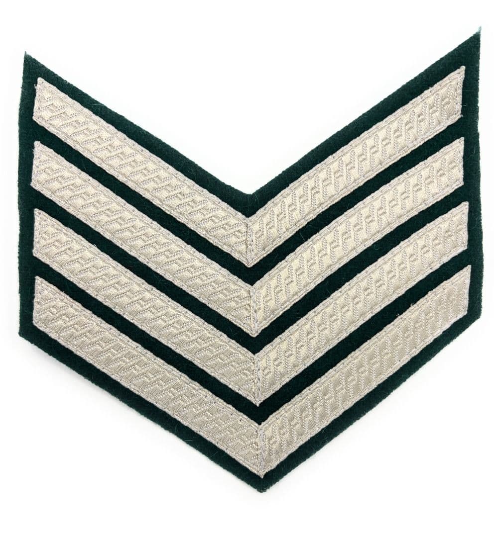 CHEVRONS STRIPES SILVER Bottle Green 4 BARS 150mm WIDE