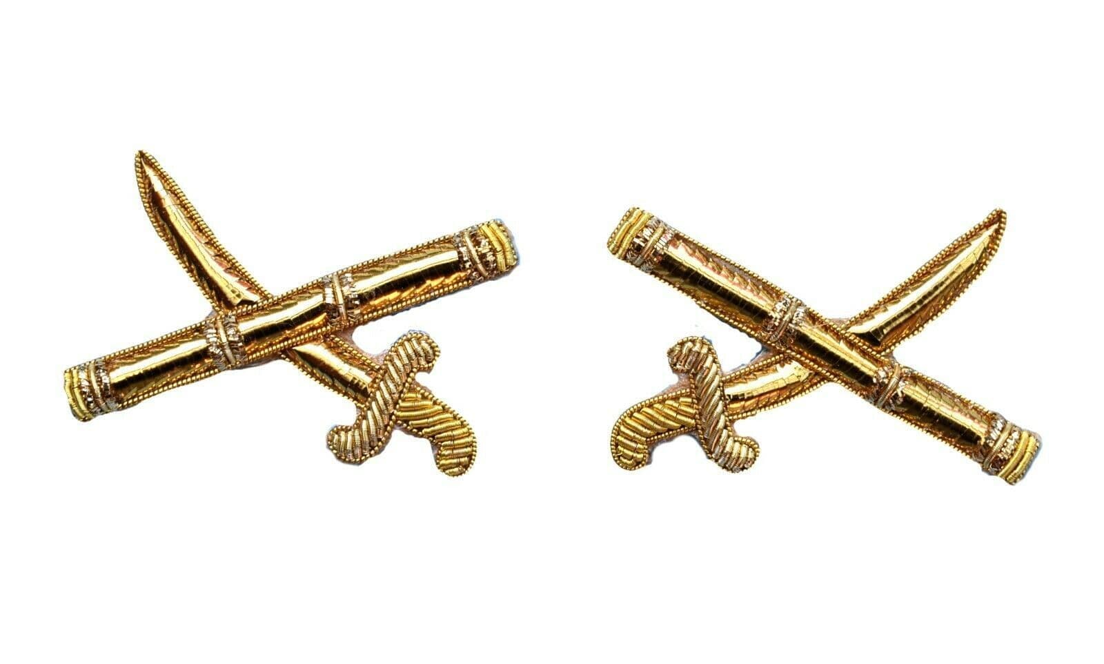 Crossed Sword & Batons Gold Embroidered General s Officer Insignia