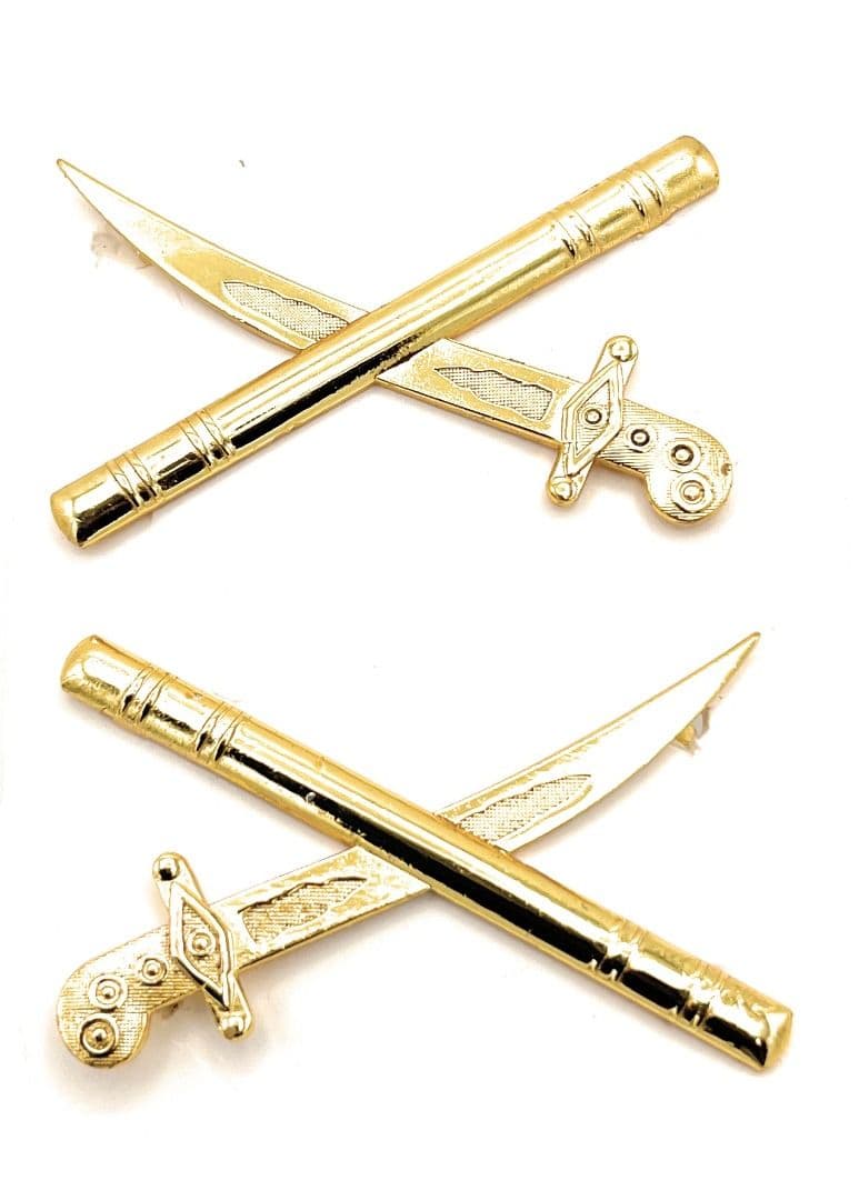 Crossed Sword & Batons Metal General's Officer Insignia Gold R838