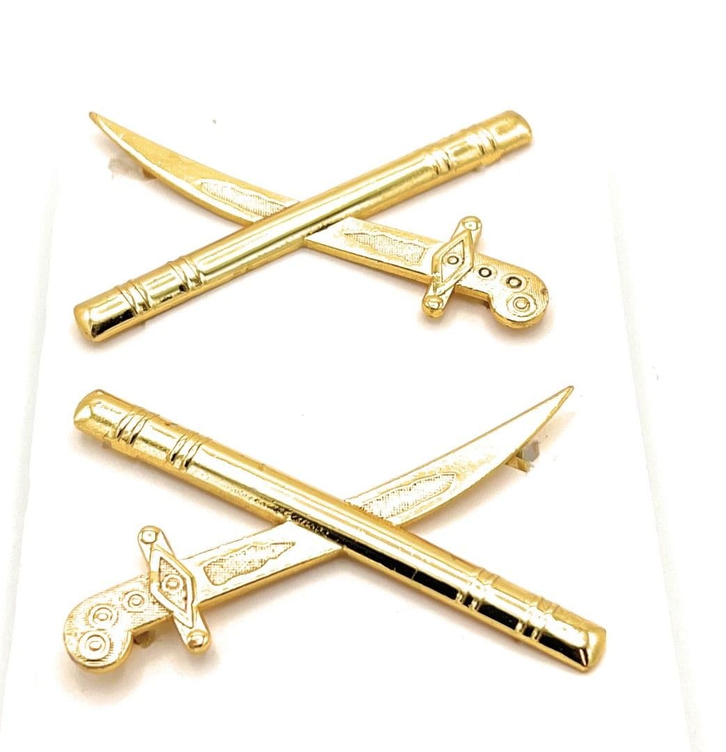 Crossed Sword & Batons Metal General's Officer Insignia Gold R838