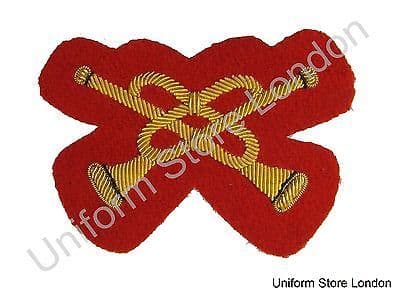 Crossed Trumpets for Mess Dress Gold Cross Trumpets On Red 3 Inch wide ...