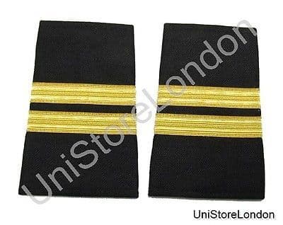 Epaulet Pilot Epaulette Sliders 2 Gold Bar Flight Engineer Black Cloth ...