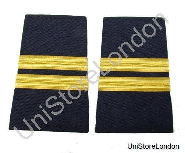 Epaulet Pilot Epaulette Sliders 2 Gold Bar Flight Engineer Navy Blue ...