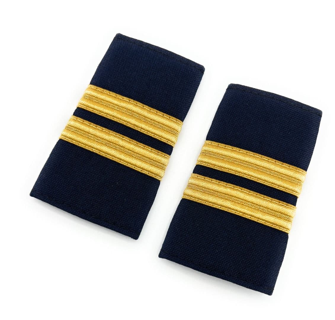 Epaulet Pilot Epaulette Sliders 2 Gold Mylar Bar Flight Engineer Navy ...