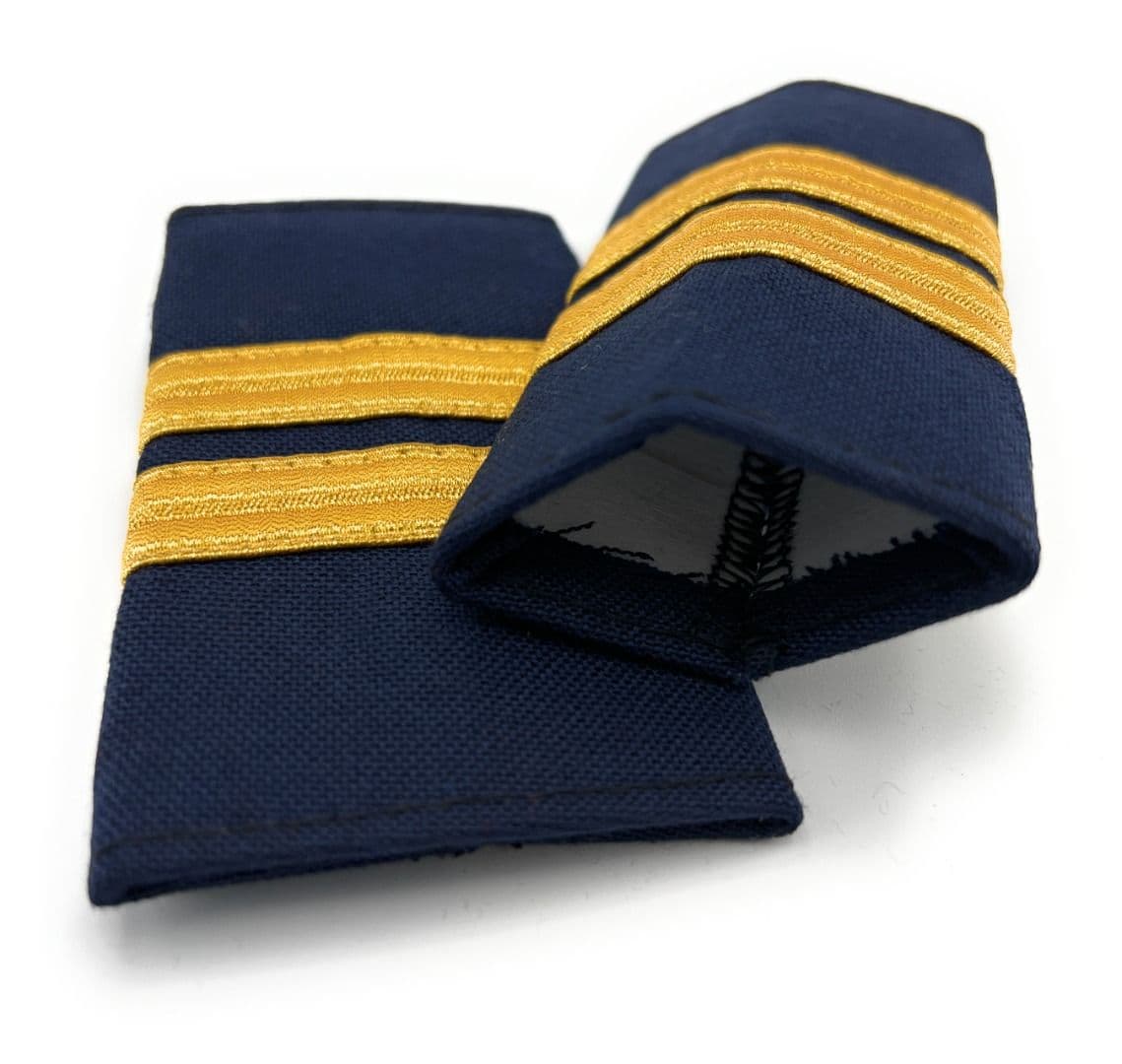 Epaulet Pilot Epaulette Sliders 2 Gold Mylar Bar Flight Engineer Navy ...