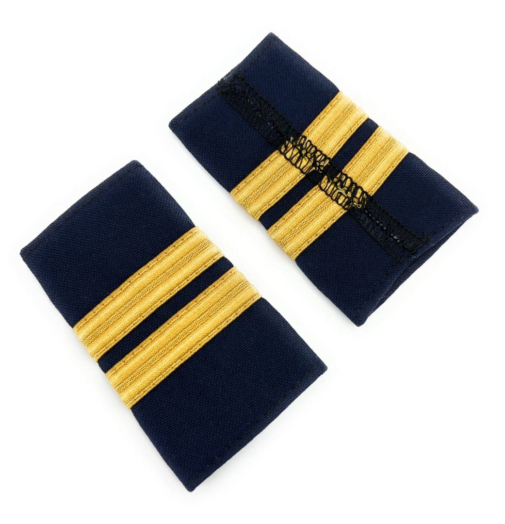 Epaulet Pilot Epaulette Sliders 2 Gold Mylar Bar Flight Engineer Navy ...