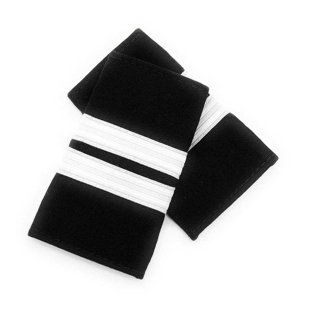Epaulet Pilot Epaulette Sliders 2 Silver Bar Flight Engineer Black R1311