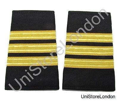 Epaulet Pilot Epaulette Sliders 3 Gold Bars First Officer Black Cloth R1296