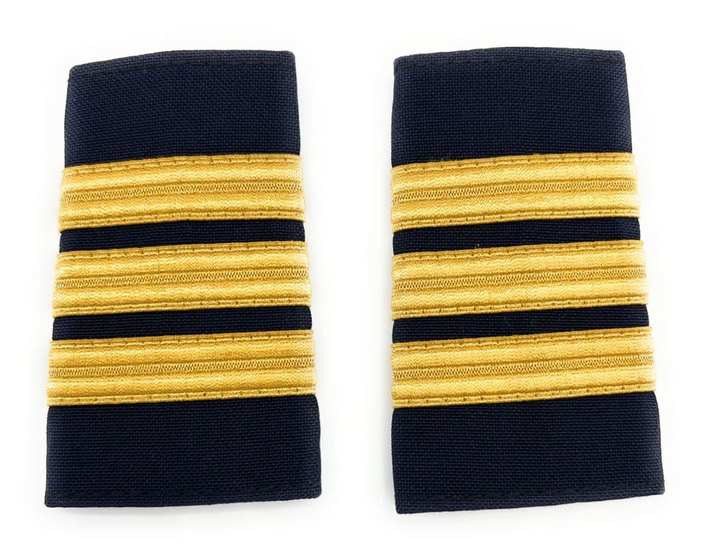 Epaulet Pilot Epaulette Sliders 3 Gold Mylar Bars First Officer Navy ...