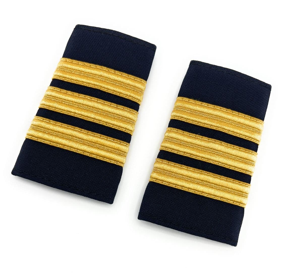 Epaulet Pilot Epaulette Sliders 3 Gold Mylar Bars First Officer Navy ...