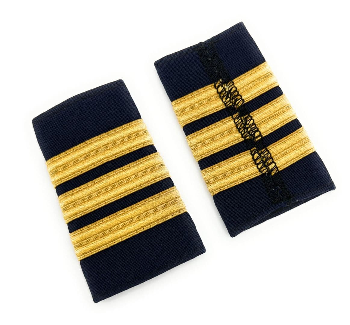 Epaulet Pilot Epaulette Sliders 3 Gold Mylar Bars First Officer Navy ...
