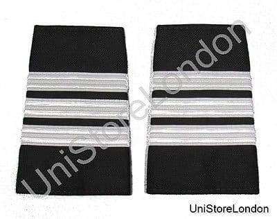 Epaulet Pilot Epaulette Sliders 3 Silver Bars First Officer Black R1312