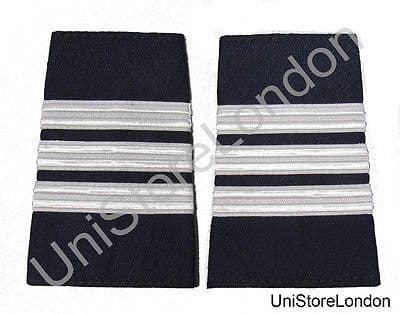 Epaulet Pilot Epaulette Sliders 3 Silver Bars First Officer Navy Blue R1320