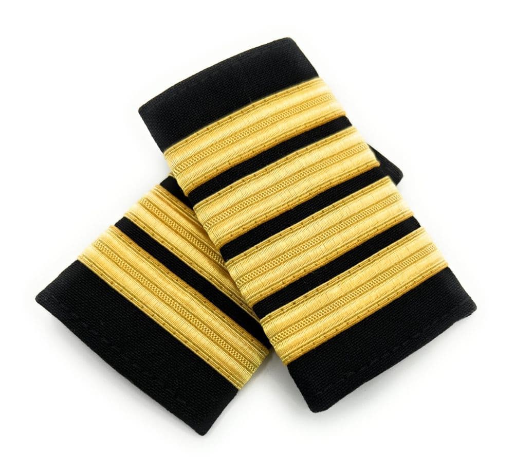 Epaulet Pilot Epaulette Sliders 4 Gold Bars Captain Black Cloth R1297