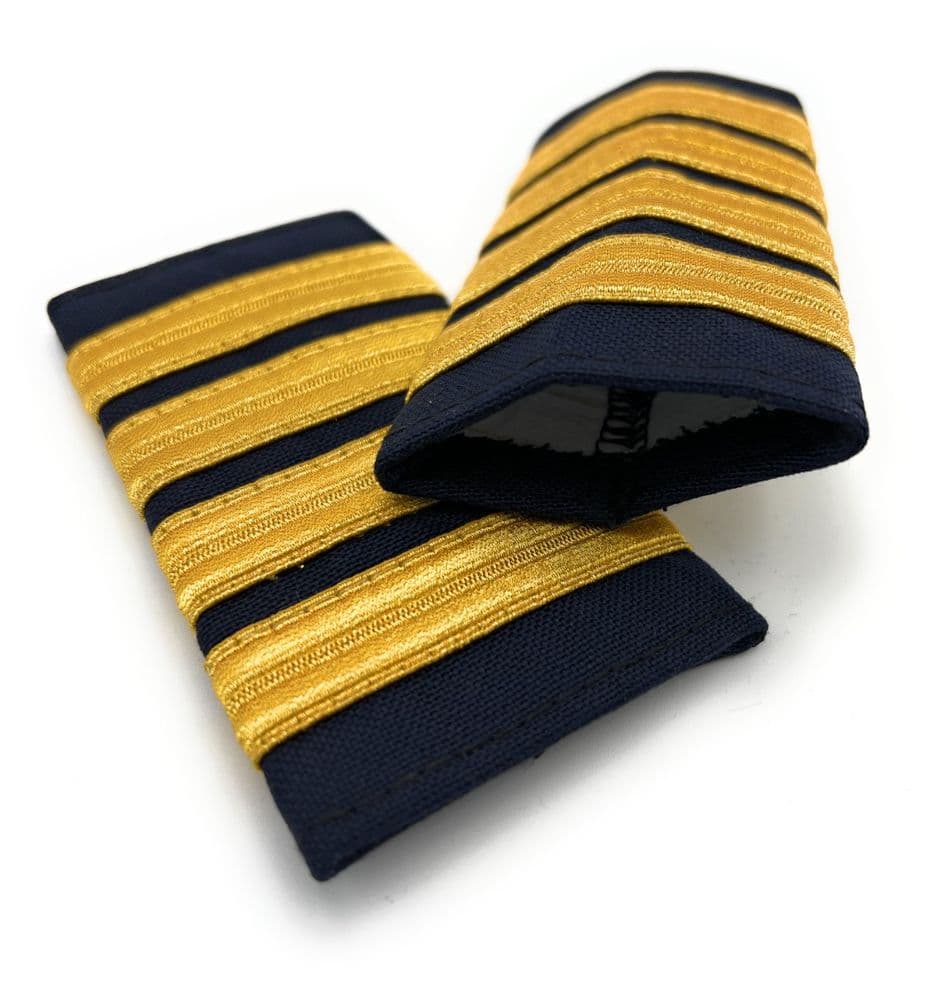 Epaulet Pilot Epaulette Sliders 4 Gold Mylar Bars Captain Navy Blue ...