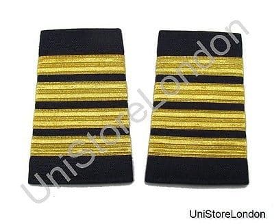 Epaulet Pilot Epaulette Sliders 4 Gold Mylar Bars Captain Navy Blue ...