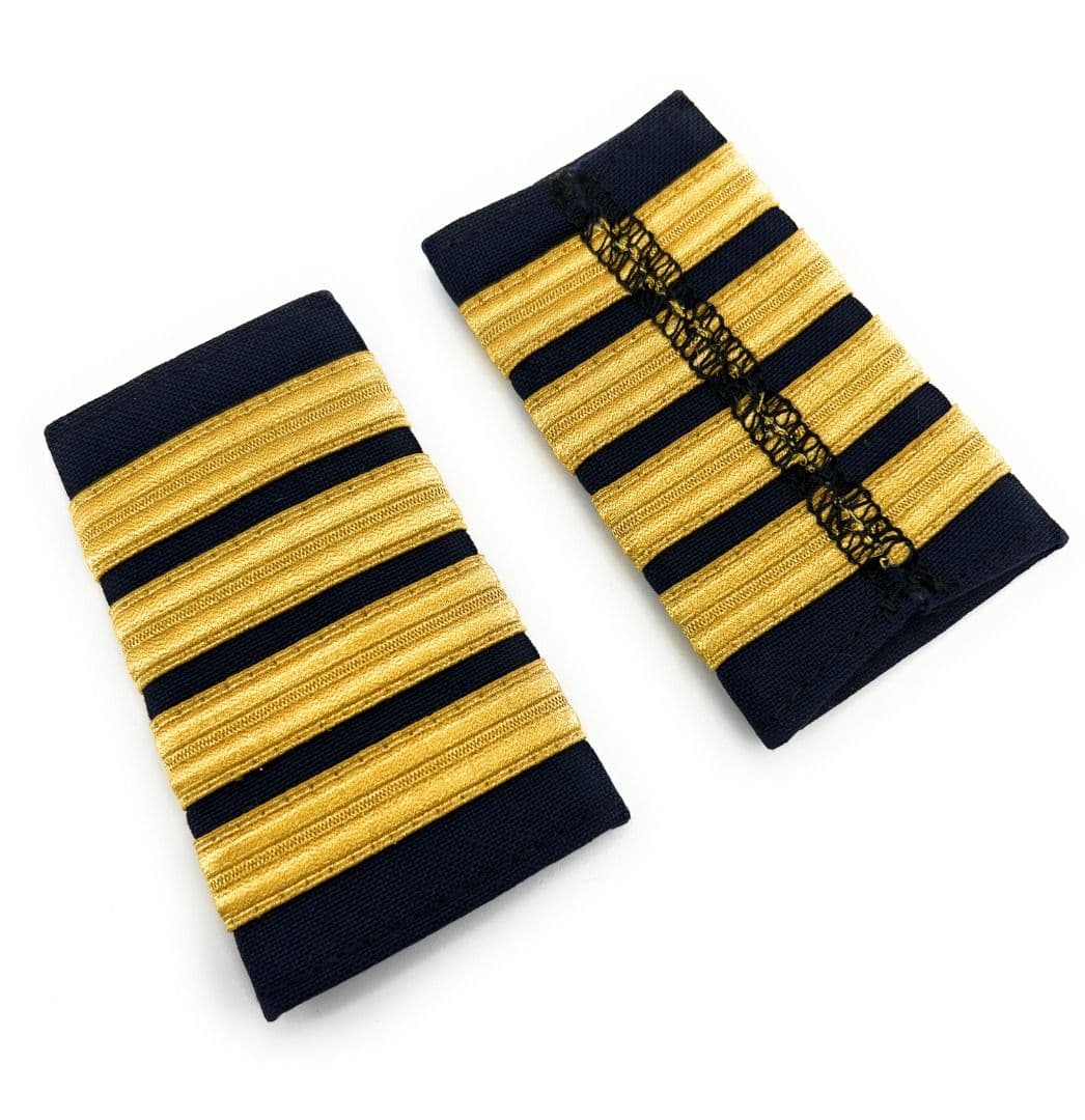 Epaulet Pilot Epaulette Sliders 4 Gold Mylar Bars Captain Navy Blue ...