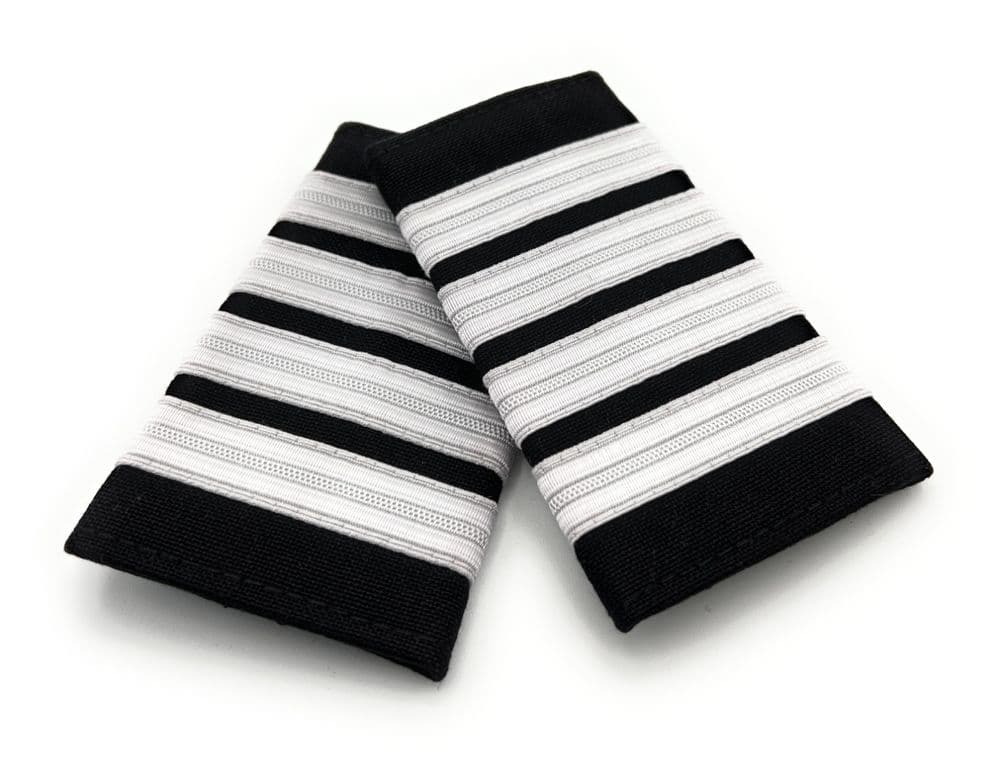 Epaulet Pilot Epaulette Sliders 4 Silver Bars Captain Black Cloth R1313