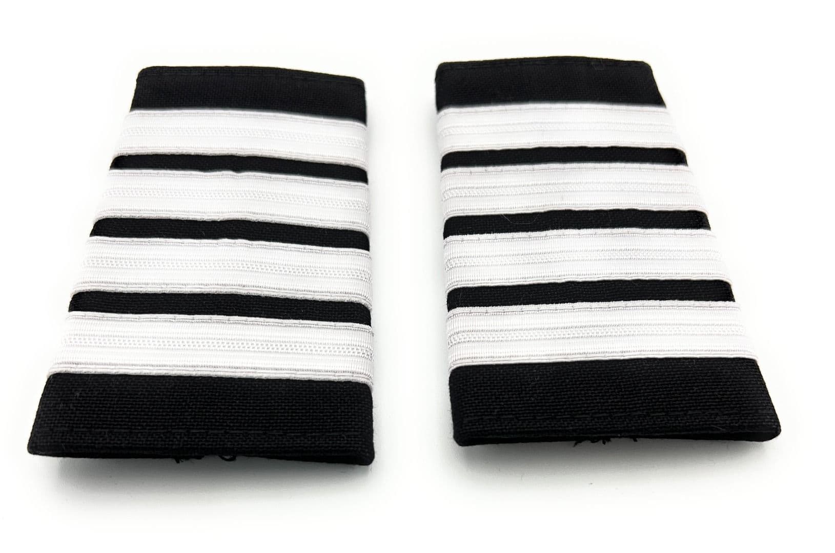 Epaulet Pilot Epaulette Sliders 4 Silver Bars Captain Black Cloth R1313
