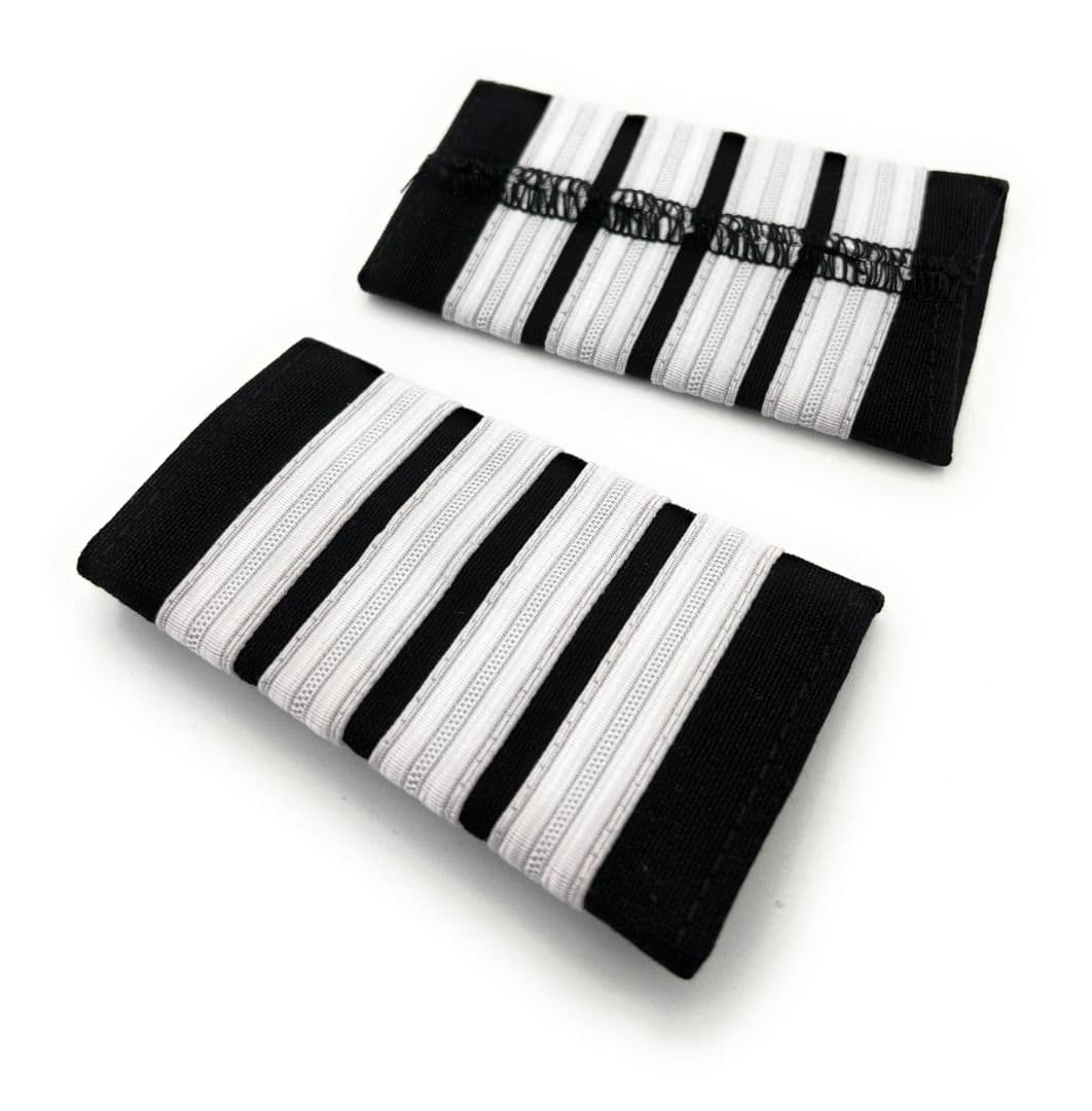 Epaulet Pilot Epaulette Sliders 4 Silver Bars Captain Black Cloth R1313