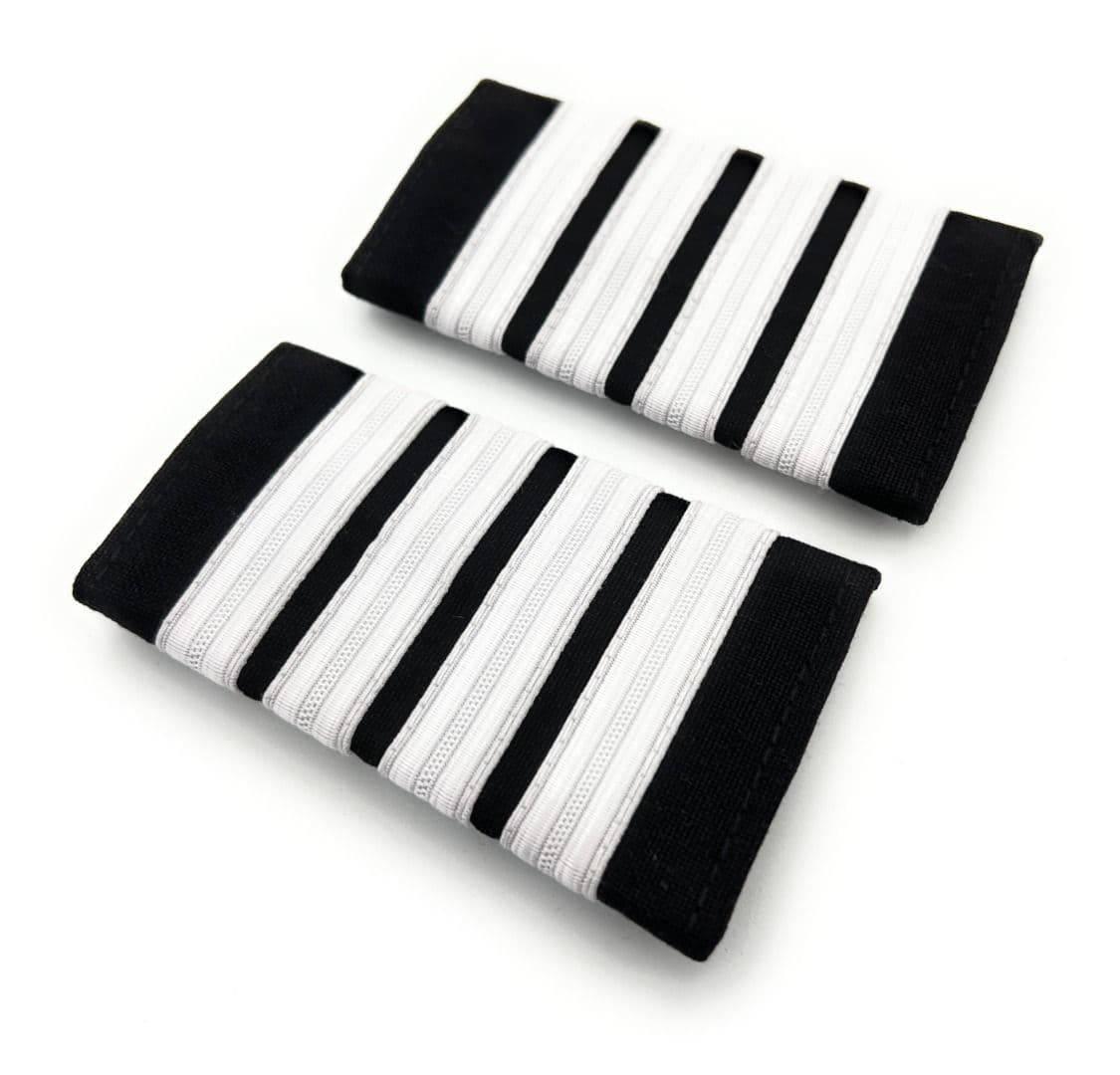 Epaulet Pilot Epaulette Sliders 4 Silver Bars Captain Black Cloth R1313