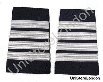 Epaulet Pilot Epaulette Sliders 4 Silver Bars Captain Navy Blue R1321