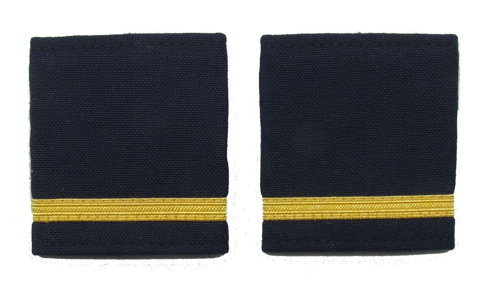 Epaulette 1 X 1/4 inch Gold Bar on Navy Blue R1684