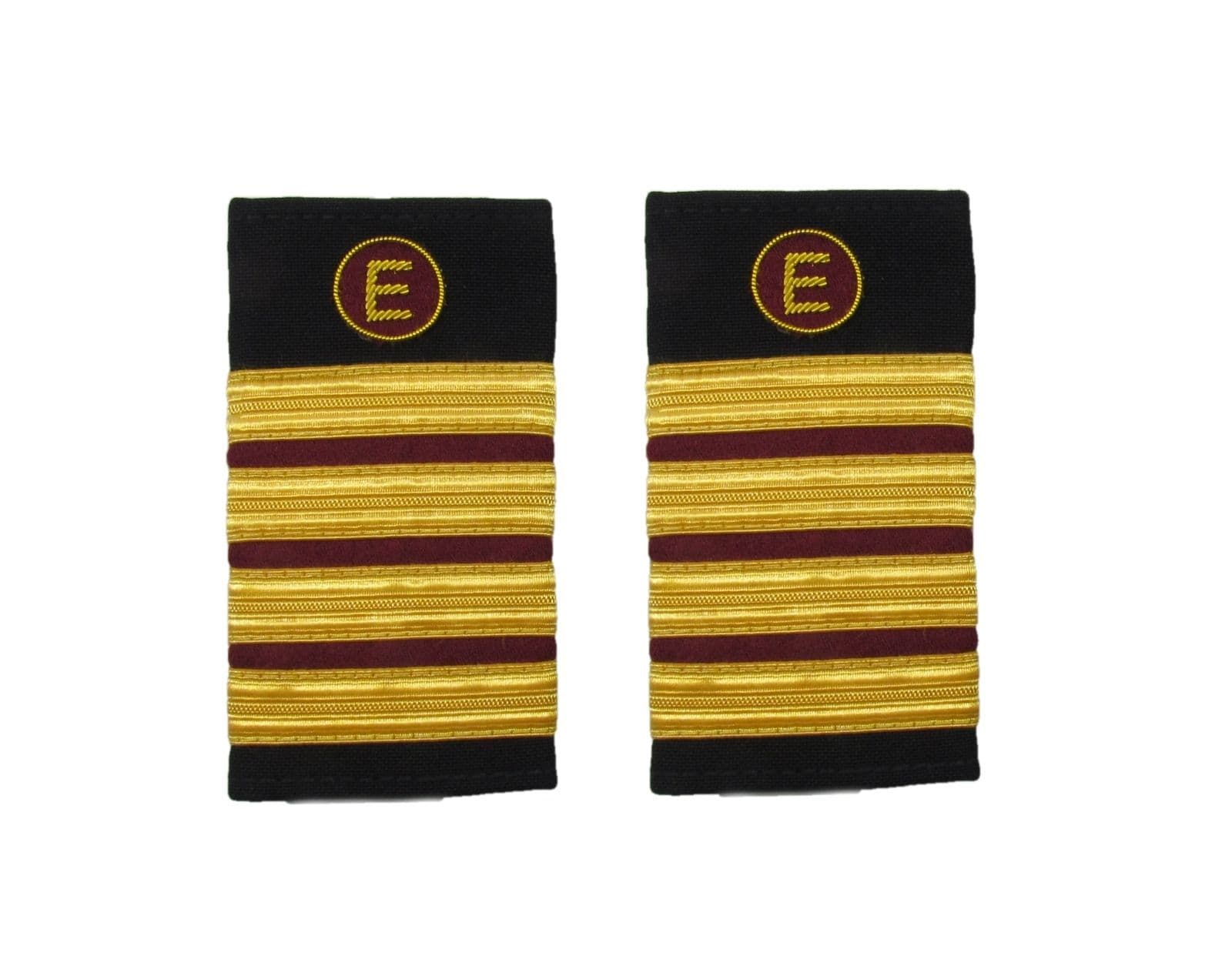Epaulette Aircraft Engineers 4 x 1/2 Gold-Maroon with E on Maroon R1845