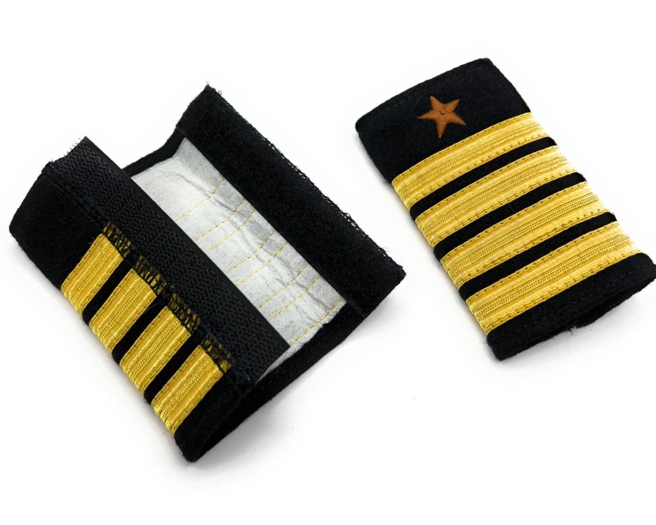 Epaulette Brown Star 4 Gold Bars & Star on Black Cloth R2362