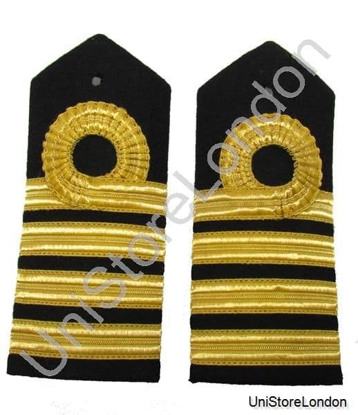 Epaulette Captain Curved hard 1 Curl 3 BarS gold Navel R177