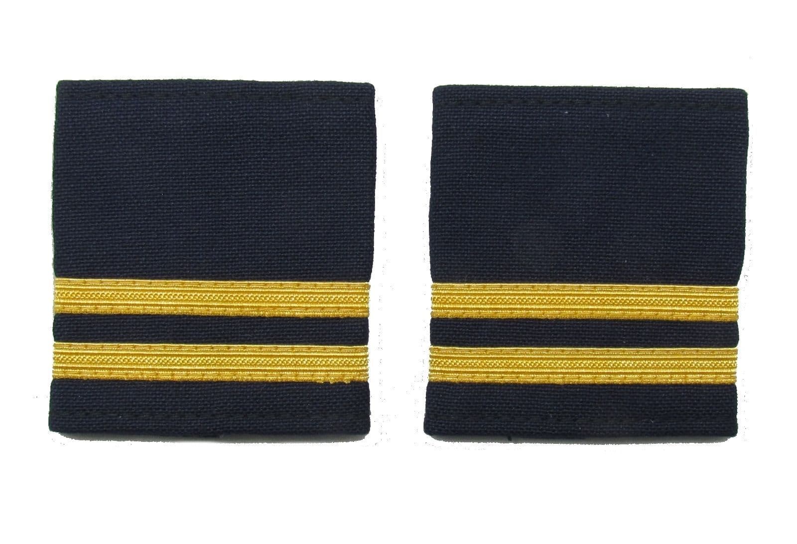 Epaulette Epaulettes Airline 2 X 1/4 inch Gold Bars on Navy Blue R1685