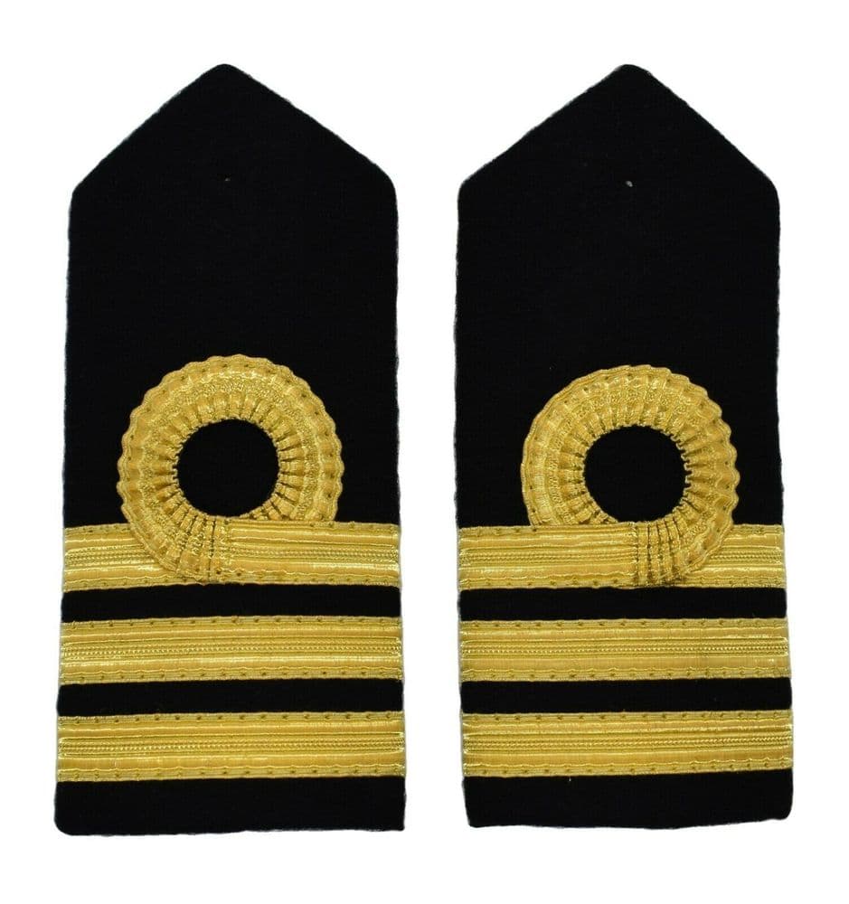 Epaulette Merchant Navy Chief officer Chief Mate Hard Round Curl 3 Bars
