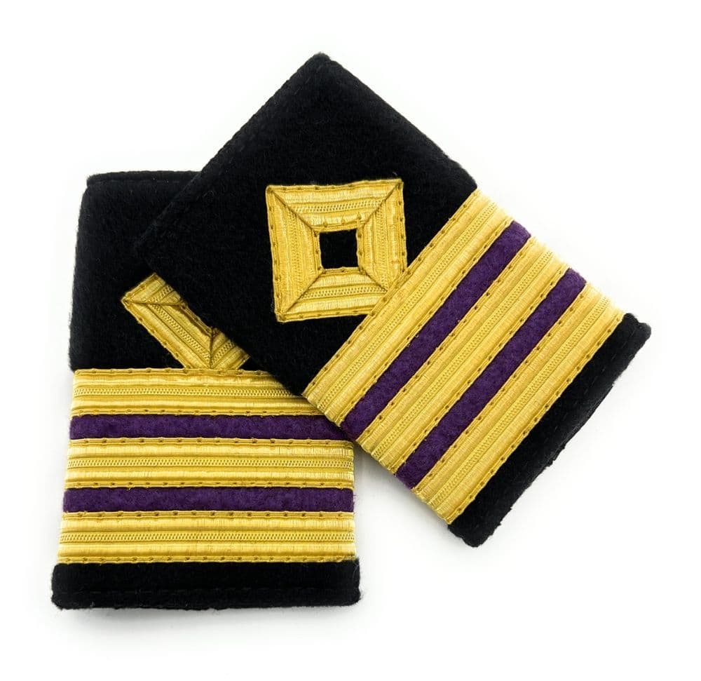Epaulette Merchant Navy Second Engineer Diamond 3 Bars Slip On R1257