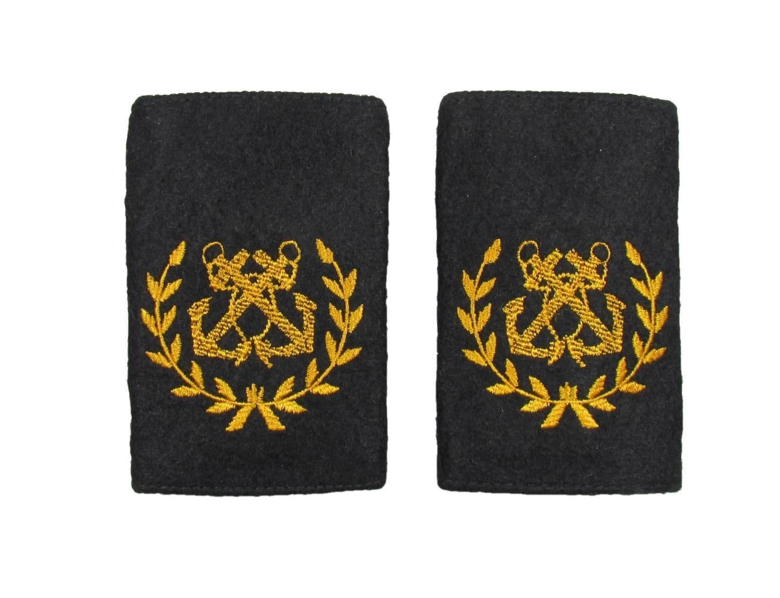 Epaulette Silk Bosun/ Boatswain Crossed Anchor in Wreath Merchant Navy Pair