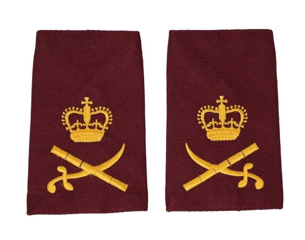 Epaulette Slider Maroon Yellow Crossed Sword & Baton 1 Crown