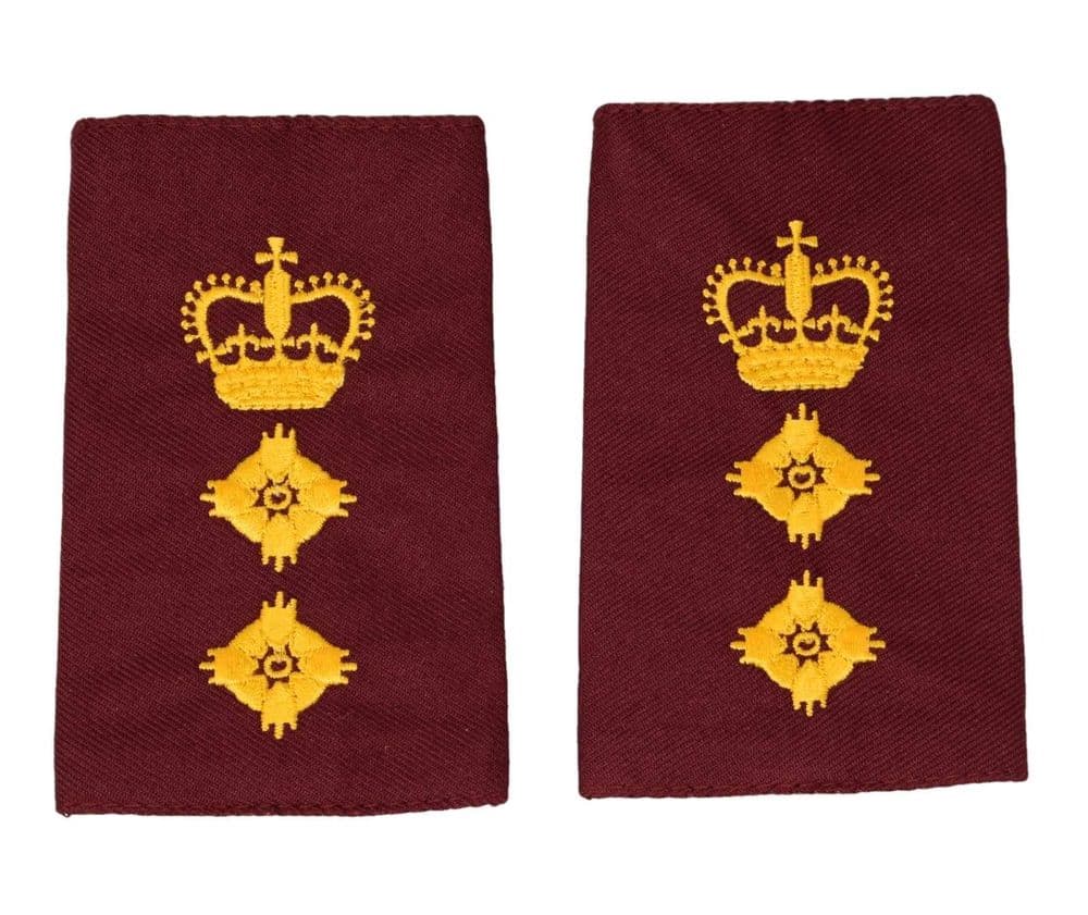 Epaulette Slider Maroon Yellow Crown 2 Stars