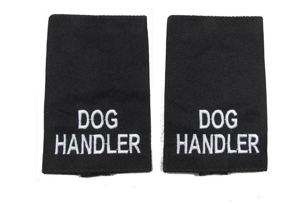 Epaulettes Badge Sliders Dog Handler on Black Cloth Sold as Pair