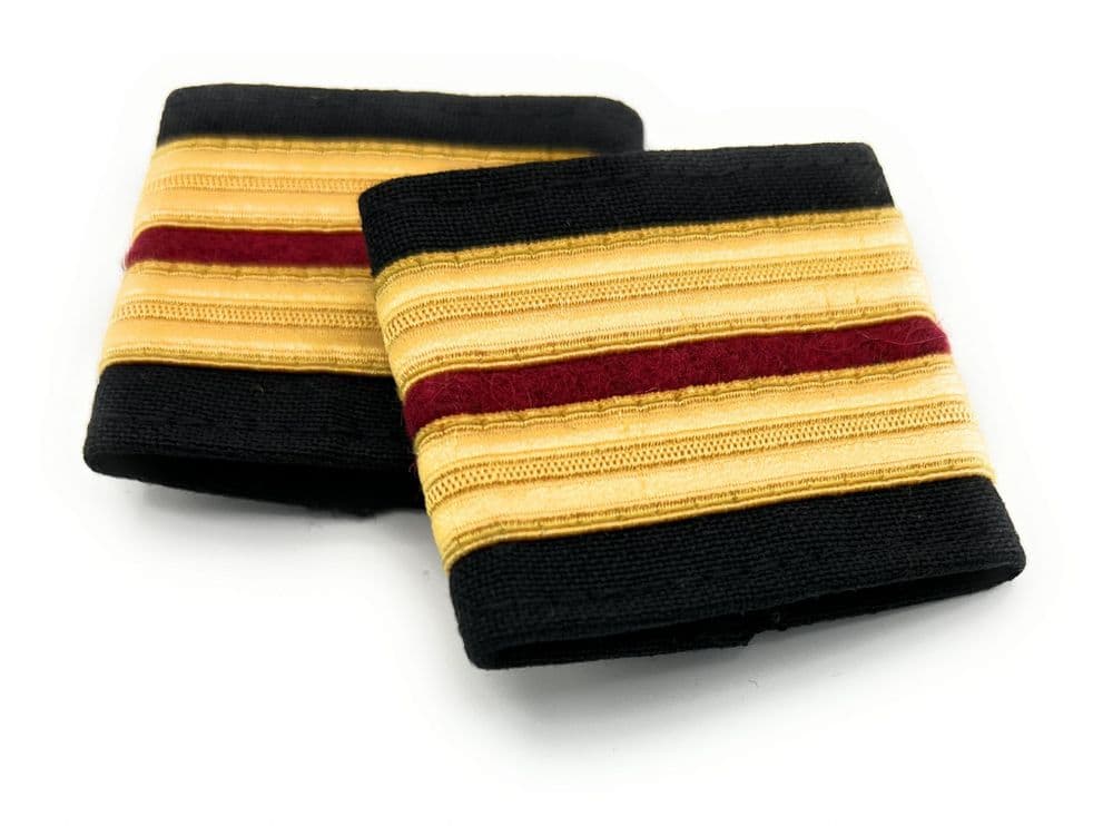 Epaulettes Epaulette Rank 2x1/2 Gold Bars-Maroon Engineers R155