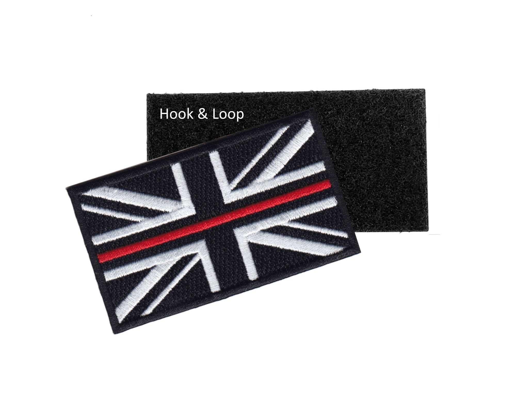 Fire Service Thin Red Line Union Jack Embroidered Patch-hook & Loop Backing
