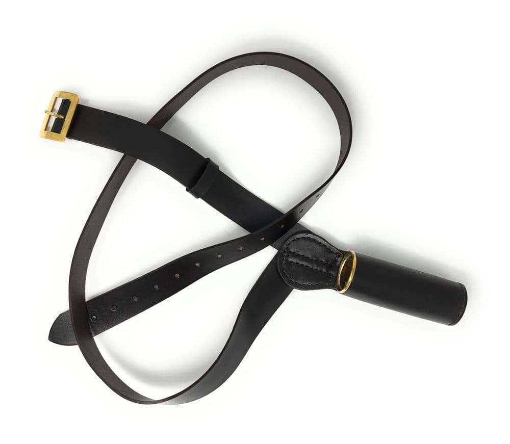 Flag Carrier Bell Lyre Sling Brown Leather Left Shoulder