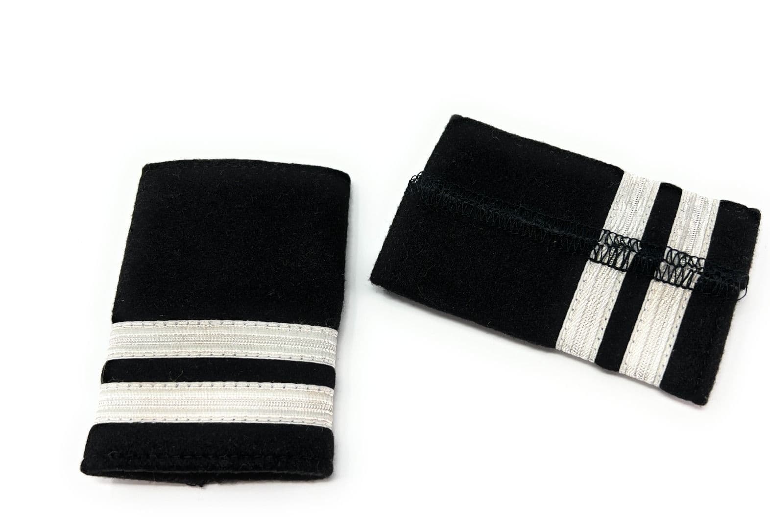 Merchant Navy marine Epaulettes On Black Silver 2 Bars Purser R2553