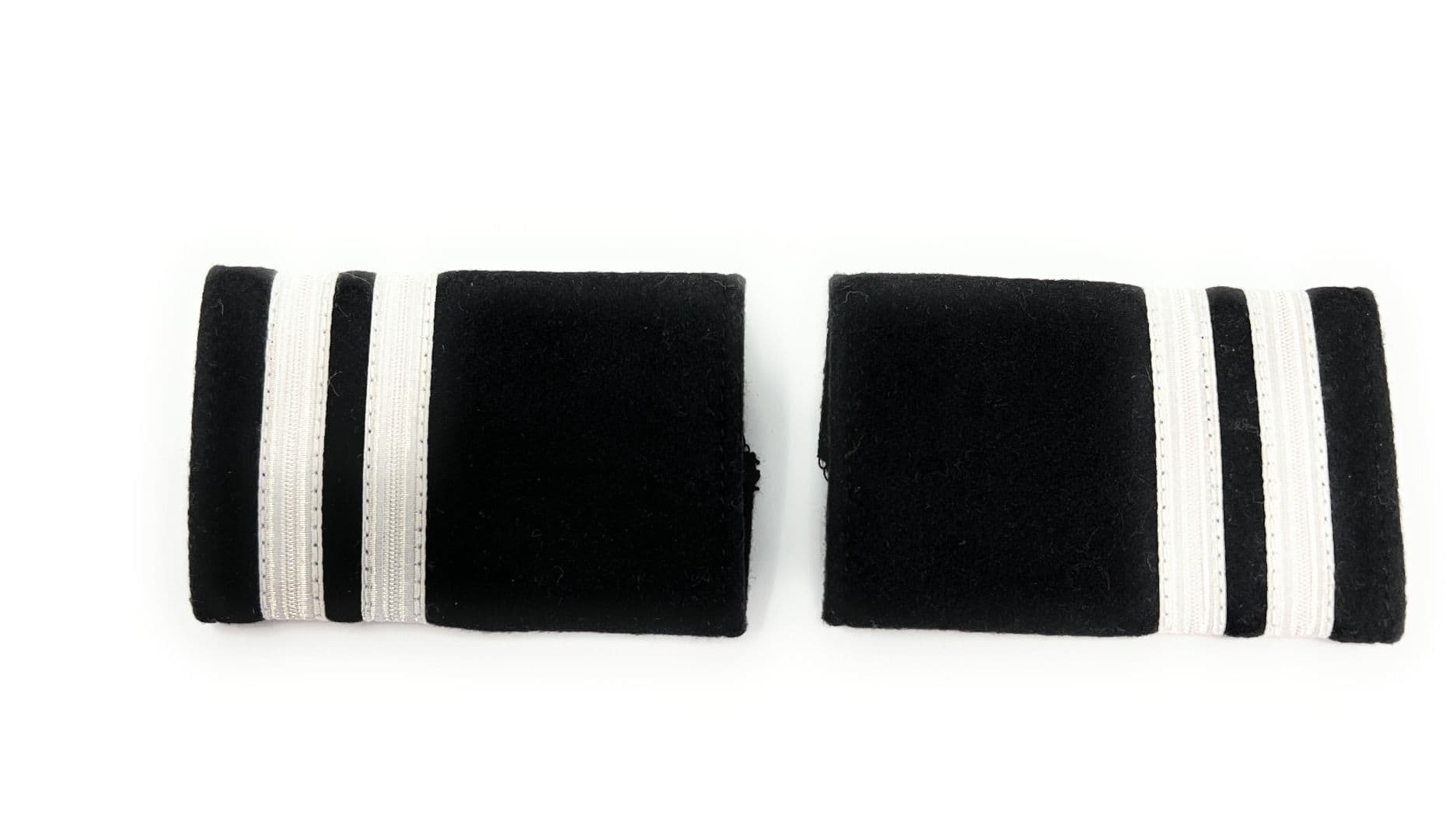 Merchant Navy marine Epaulettes On Black Silver 2 Bars Purser R2553