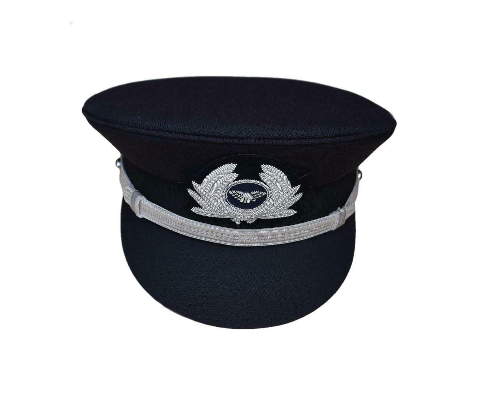 Pilot Cap with Generic Silver Cap Badge Navy Blue Airline Cap