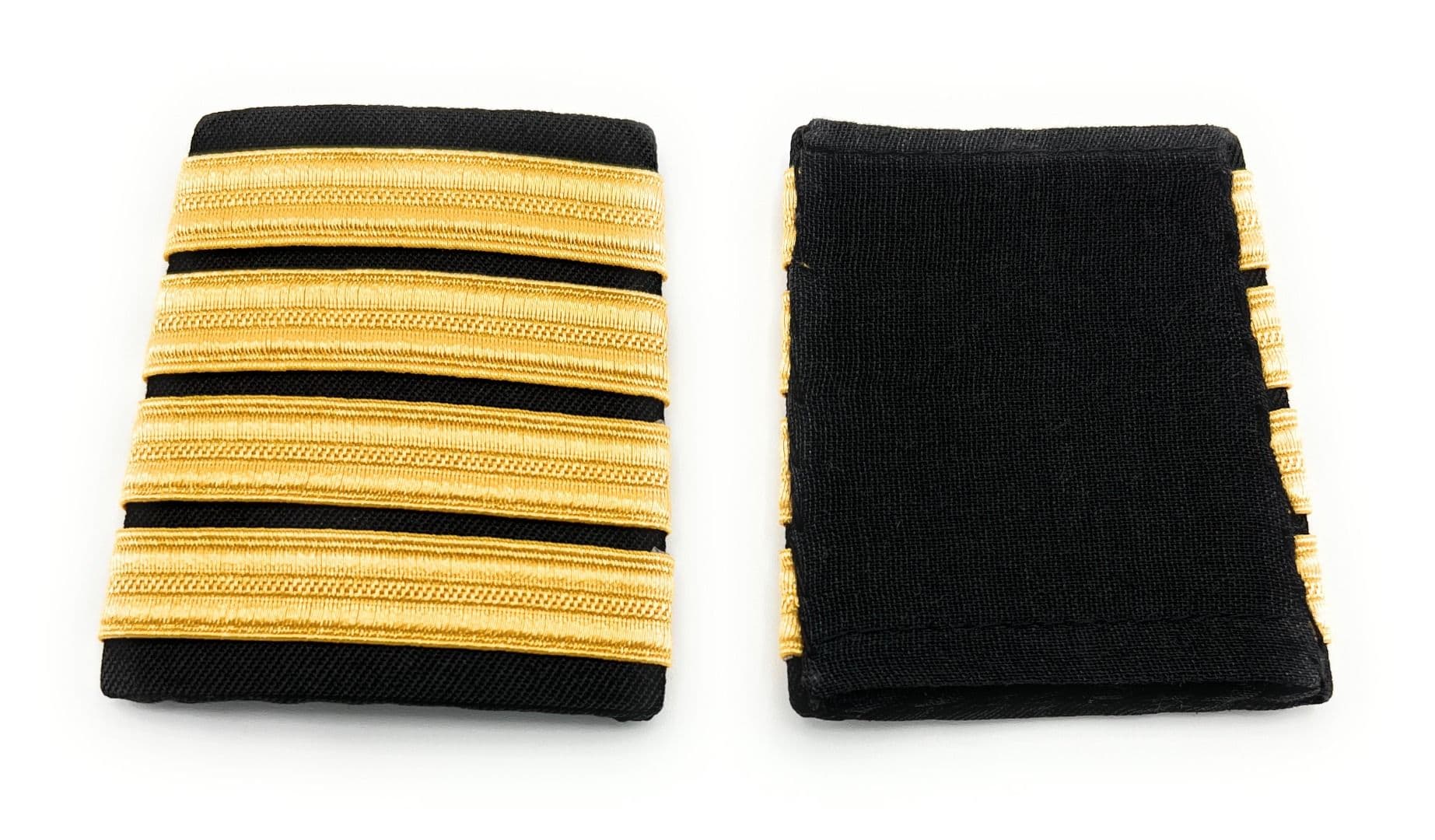 Pilot Captain, Gold Strips Epaulettes Slight Curve Hard, Slip On R2800