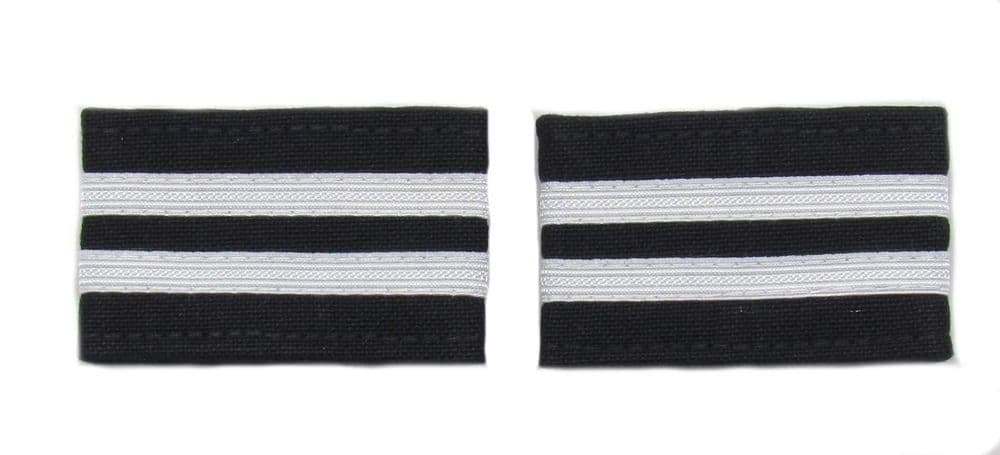 Pilot Captain Silver Strips Epaulettes Airline Cabin Crew 2 Bars R1738-02