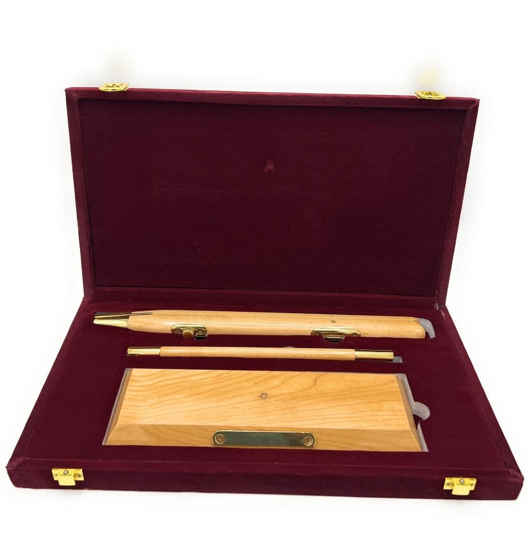Presentation Pace Stick Natural wood Brass Mounts with Engraving Plate