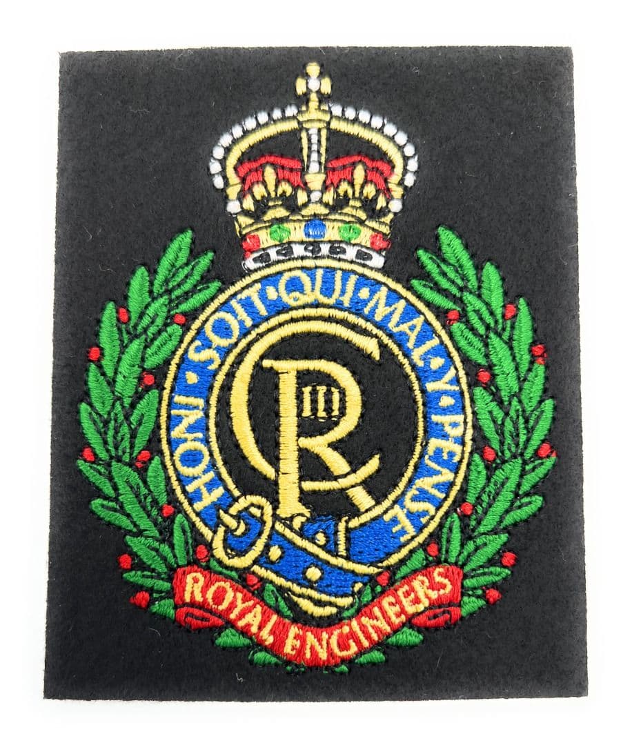 Royal Engineers Embroidered Blazer Badge RE Badge Kings CIIIR Crown R2611